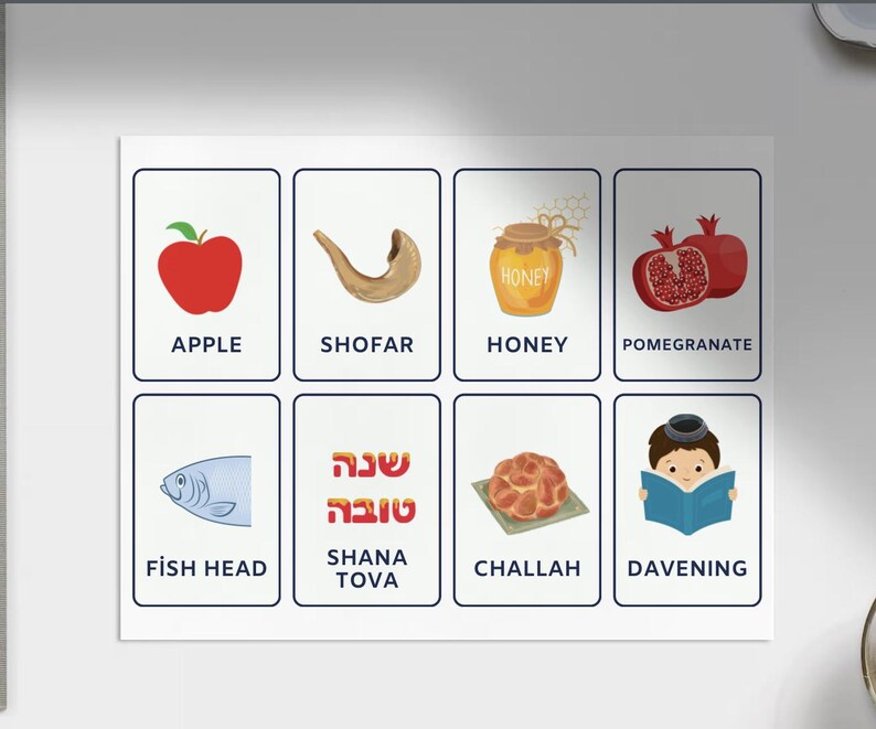 Rosh Hashanhah Flashcard Game, Printable Jewish New Year Activity ...