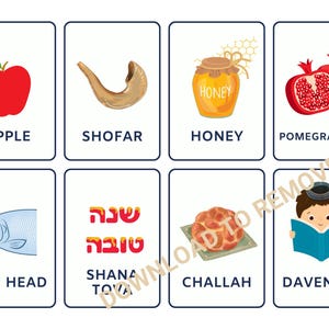 Rosh Hashanhah Flashcard Game, Printable Jewish New Year Activity ...