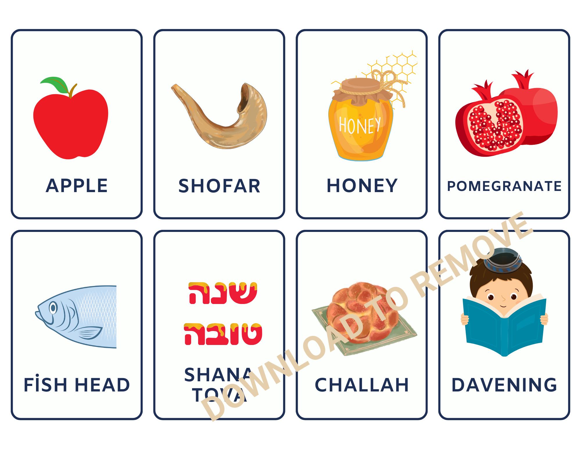 Rosh Hashanhah Flashcard Game, Printable Jewish New Year Activity ...