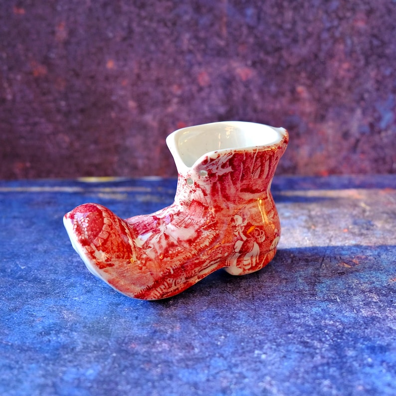 Porcelain Shoe / Boot Vintage Old Foley James Kent Staffordshire , Red ...