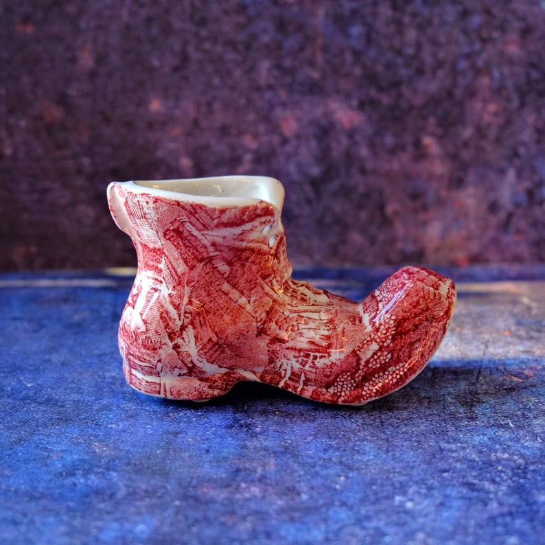 Porcelain Shoe / Boot Vintage Old Foley James Kent Staffordshire , Red ...