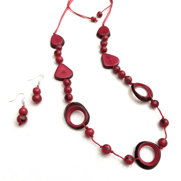Long Red Necklace - Etsy