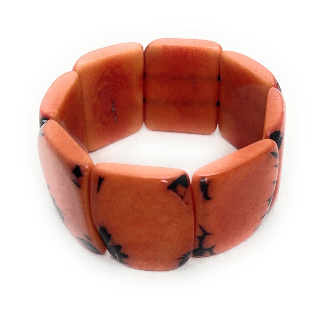 Tagua Bracelet in Orange TAG439 Vegetable Ivory Bracelet - Etsy