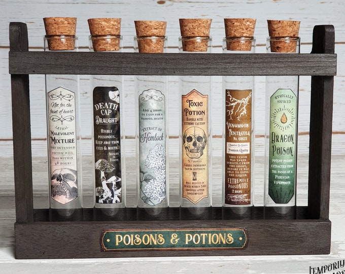 Set 3 Poisons & Potions Stand With 6 Potion Test Tubes, Dark Magic ...