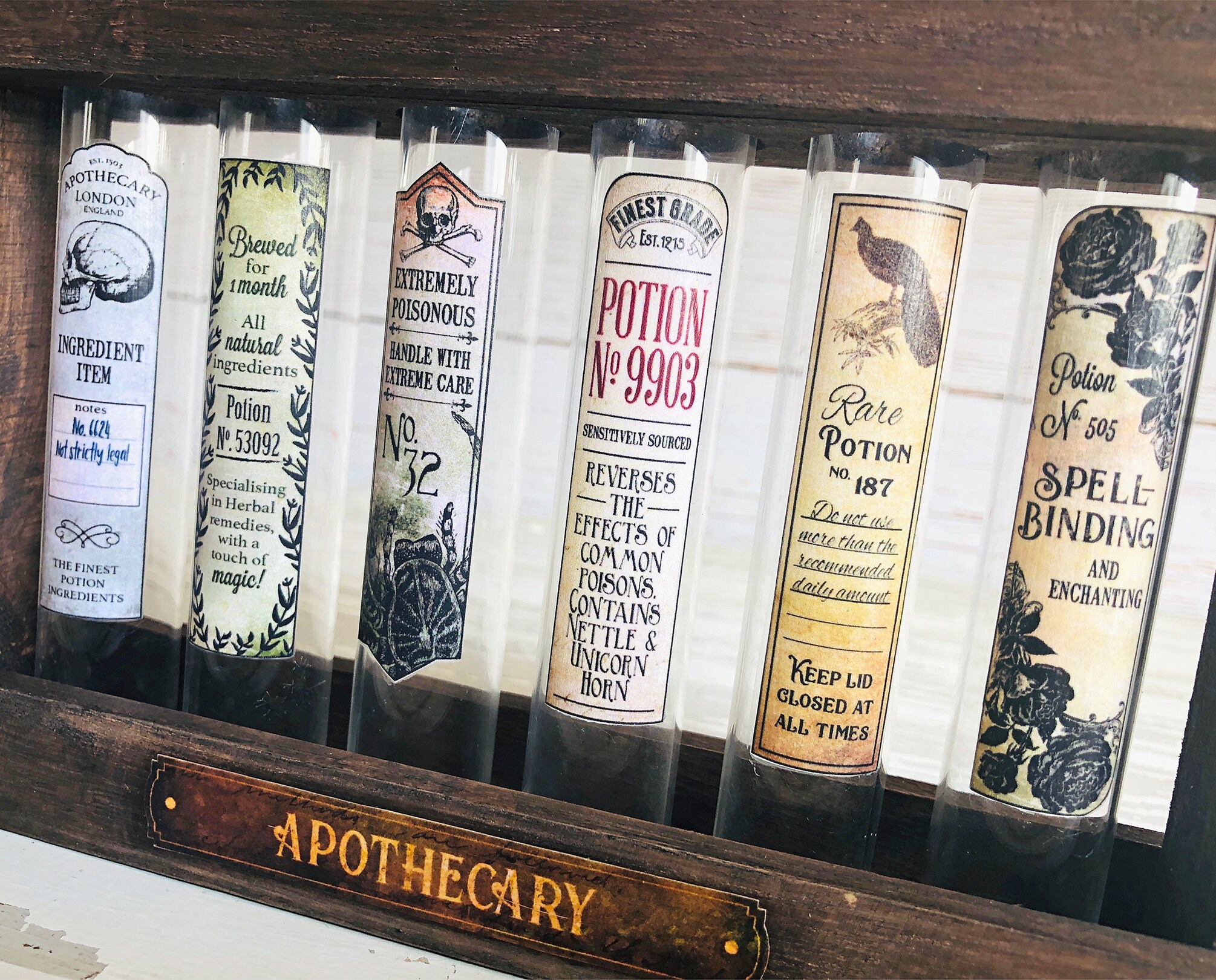 Set 1 Apothecary Potion Stand With 6 Potion Test Tubes Magic | Etsy UK