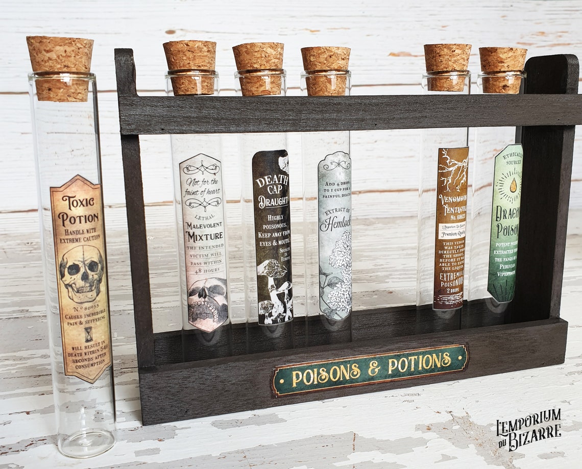Set 3 Poisons & Potions Stand With 6 Potion Test Tubes Dark | Etsy