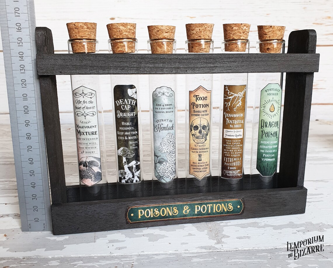 Set 3 Poisons & Potions Stand With 6 Potion Test Tubes Dark | Etsy
