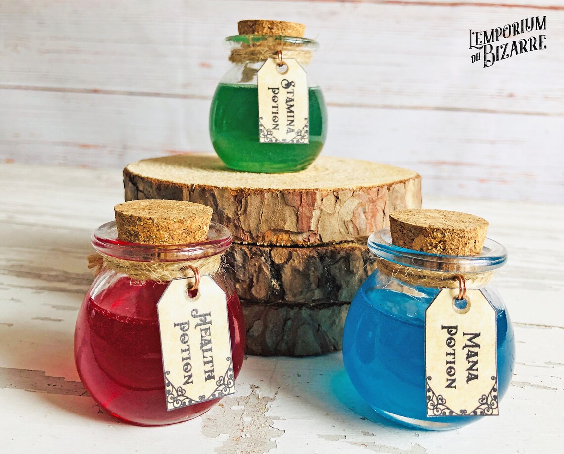 Health Mana and Stamina Potions set of 3 Apothecary Mana | Etsy