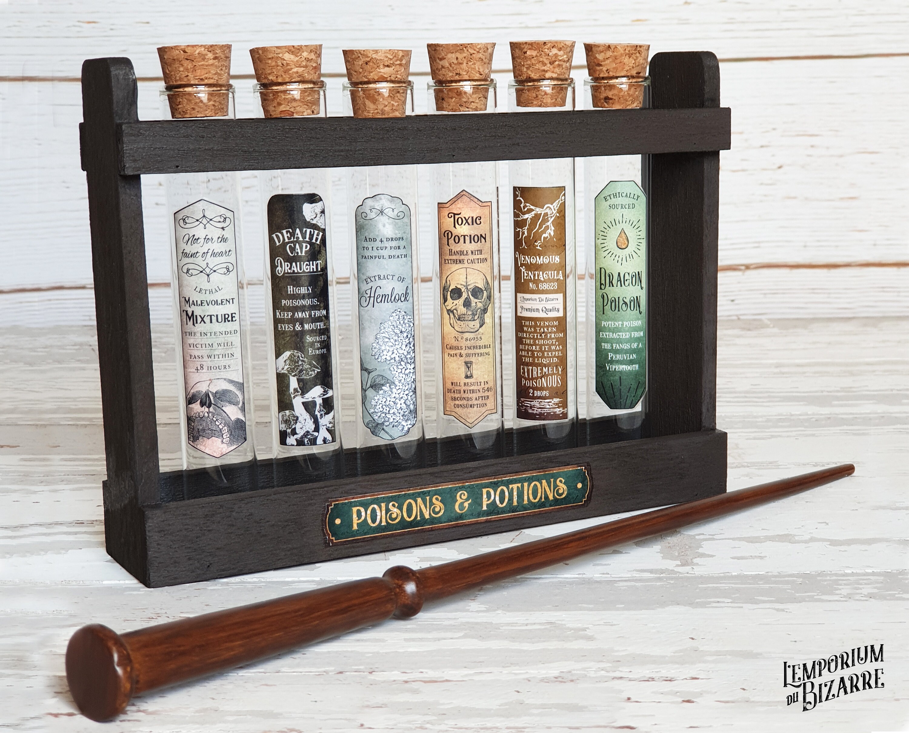 Set 3 Poisons & Potions Stand With 6 Potion Test Tubes Dark - Etsy