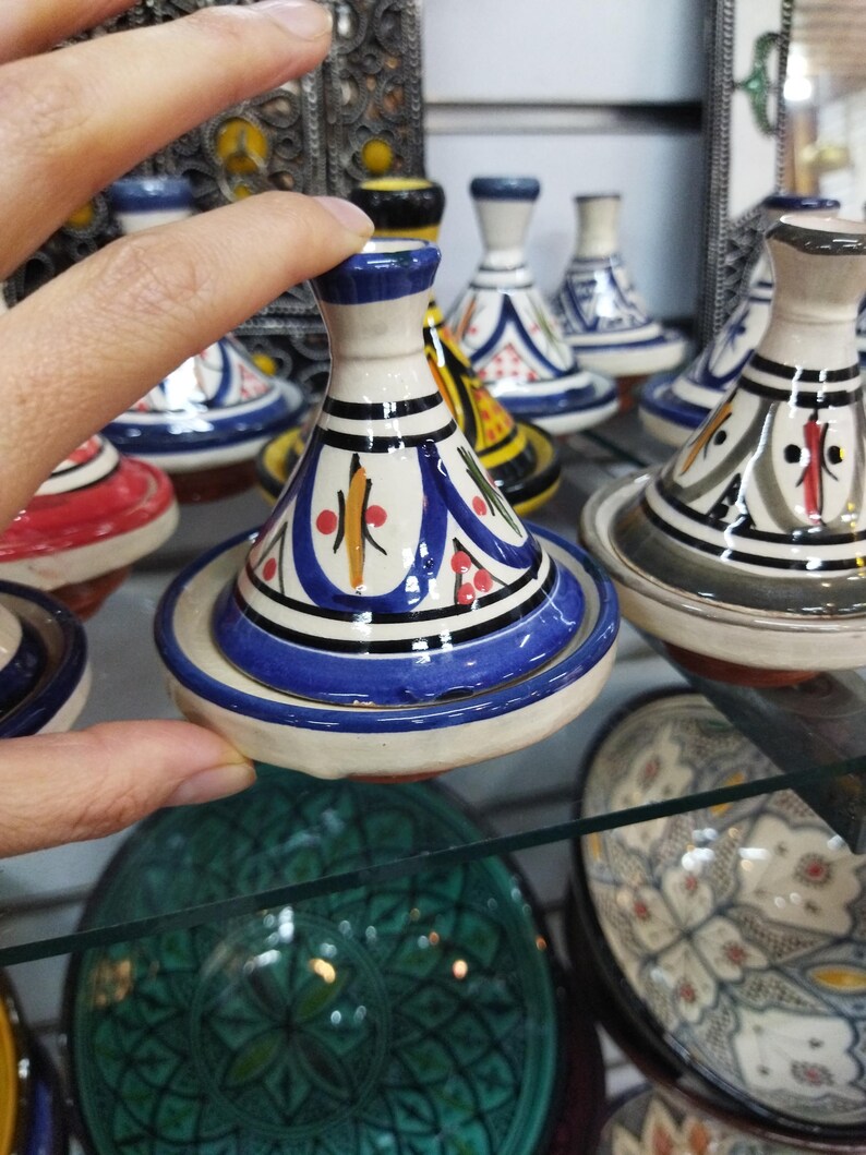 Set of 3 Handmade Mini Moroccan Ceramic Tagines for Serving Spices ...
