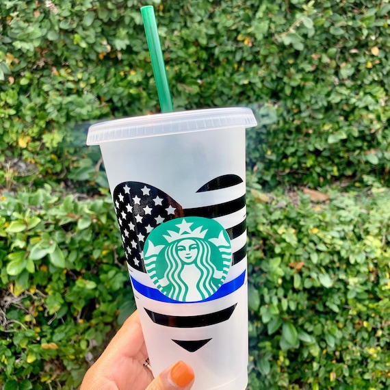 Heart Thin Blue Line Cup Thin Silver Line Police Officer - Etsy