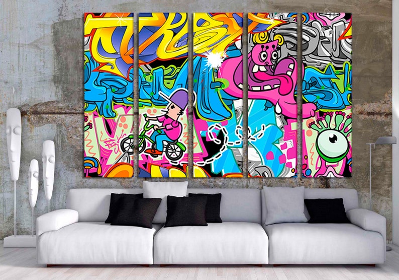 Graffiti Canvas Urban Art Urban Wall Art Colorful Print - Etsy