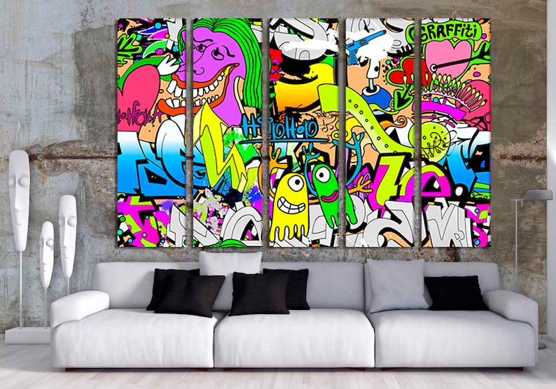 Graffiti Canvas Set Urban Wall Art Colorful Print Graffiti - Etsy