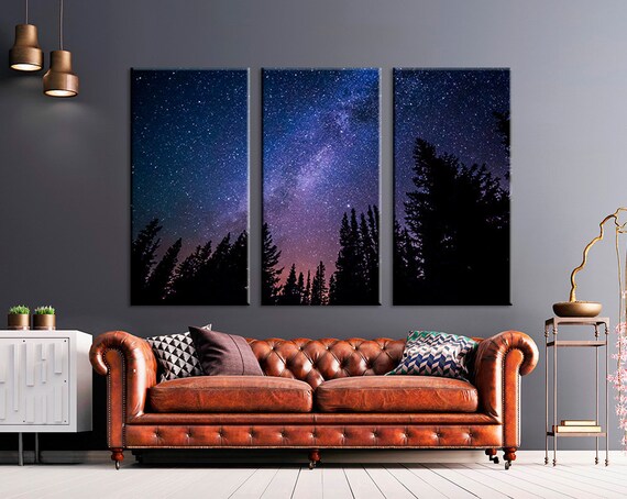 Night Starry Sky Landscape Poster Print Art Night Landscape on | Etsy