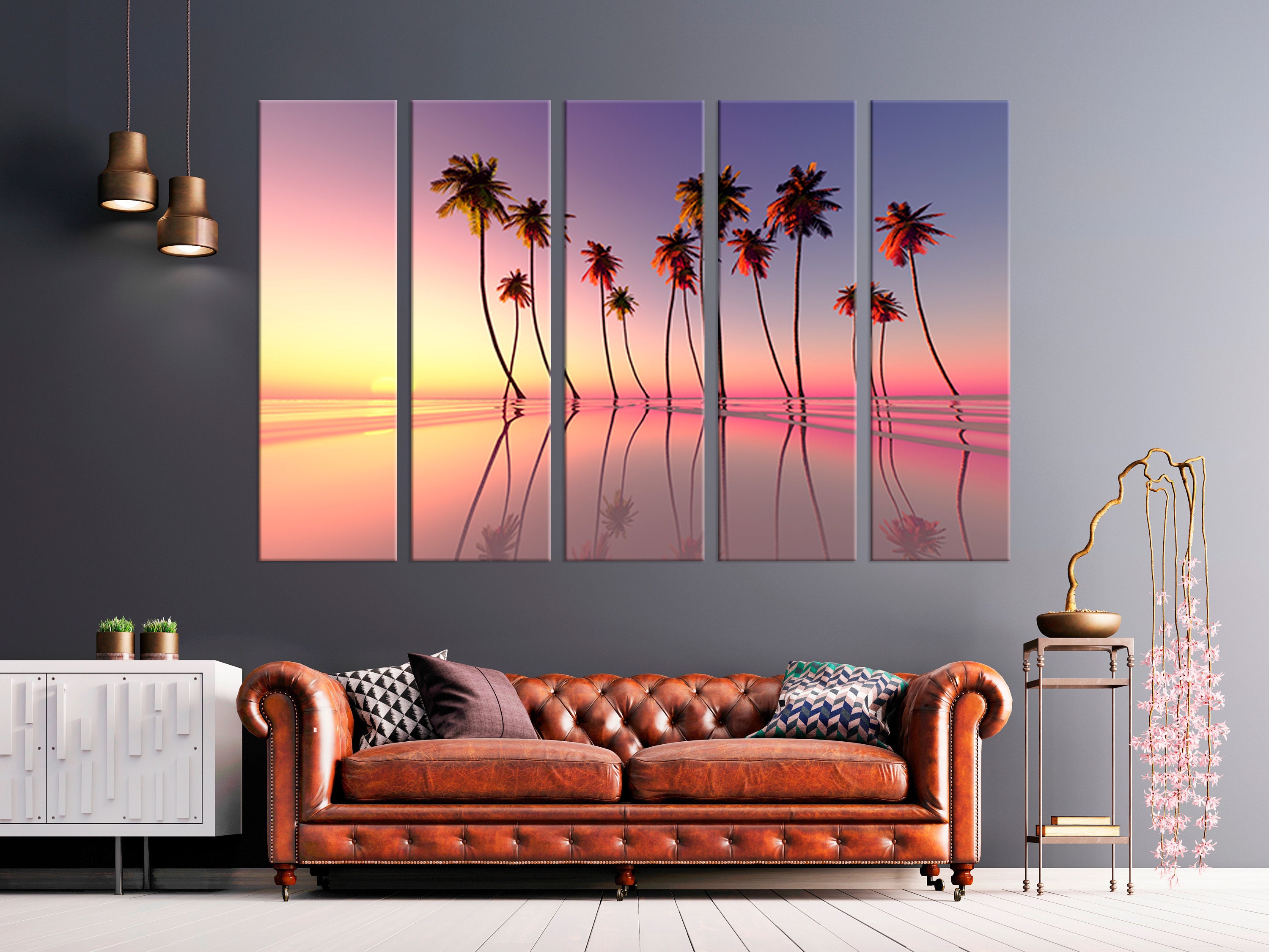 Tropical Sunset Poster Canvas Wall Art Beach Poster Palm - Etsy