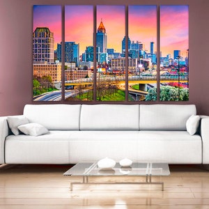 Atlanta Georgia Skyline, Canvas Set of Atlanta City, Atlanta Cityscape ...
