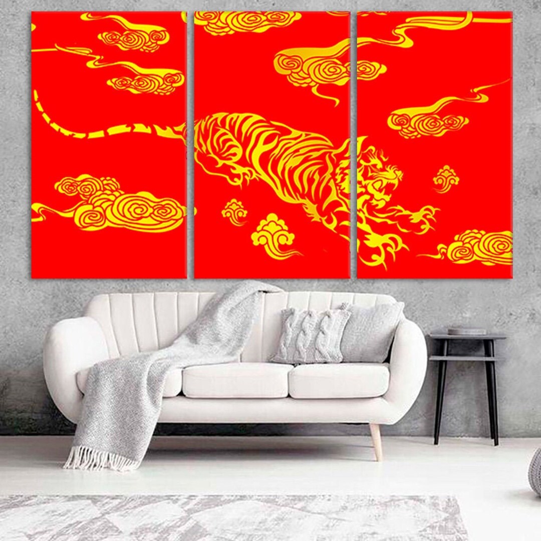 Tiger Canvas Abstract Wall Art Tiger Modern Art Abstract Canvas Chinese ...