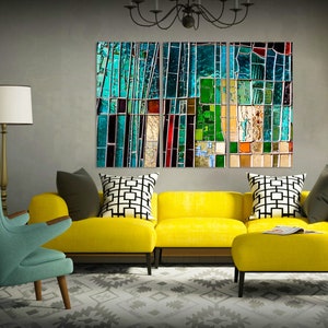 Mosaic Canvas Colorful Window on Canvas Glass Poster Print - Etsy