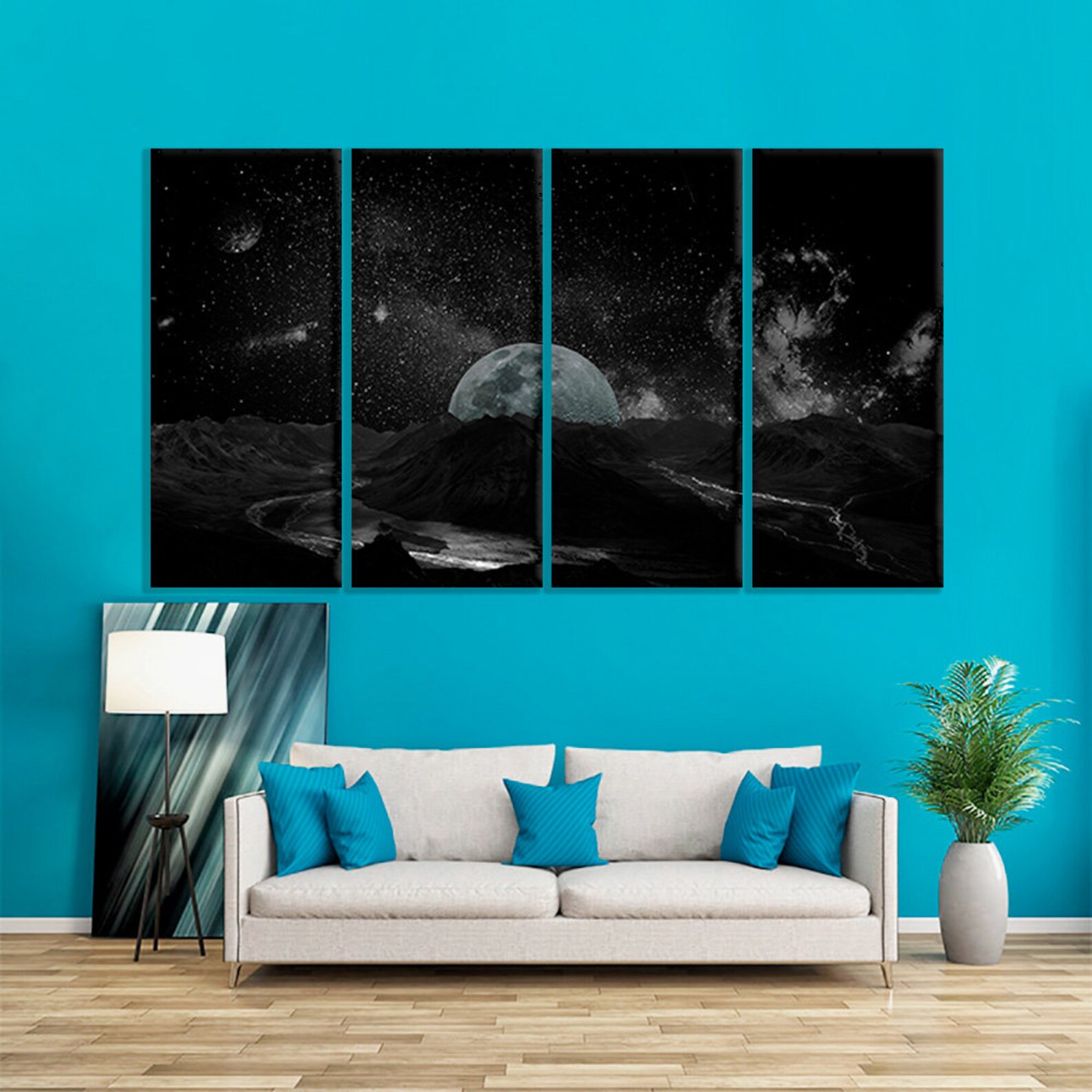 Moon Canvas Wall Decor Universe Canvas Print Universe Moon and - Etsy
