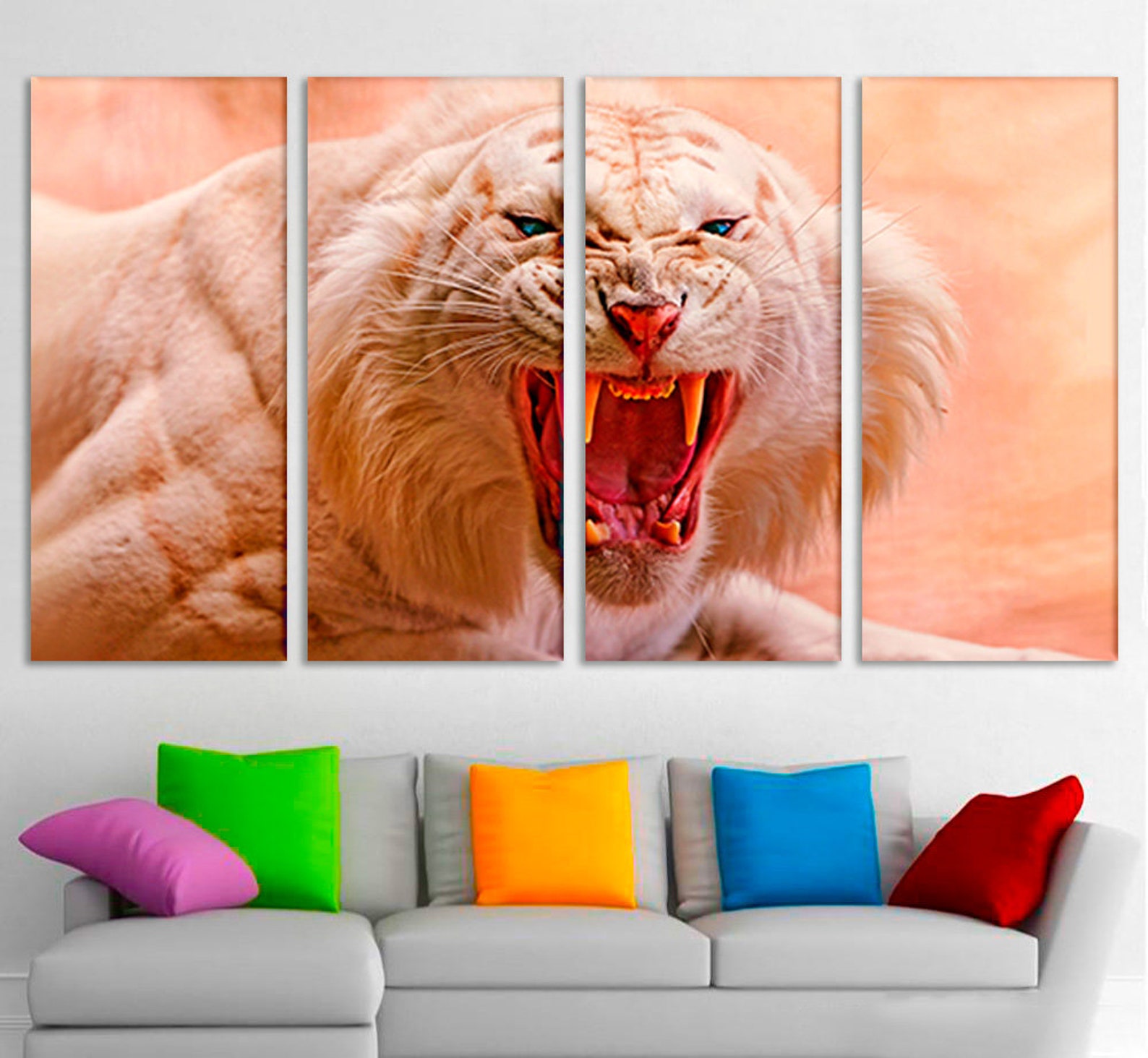 Tiger wall art White tiger canvas Tiger canvas art Tiger home | Etsy