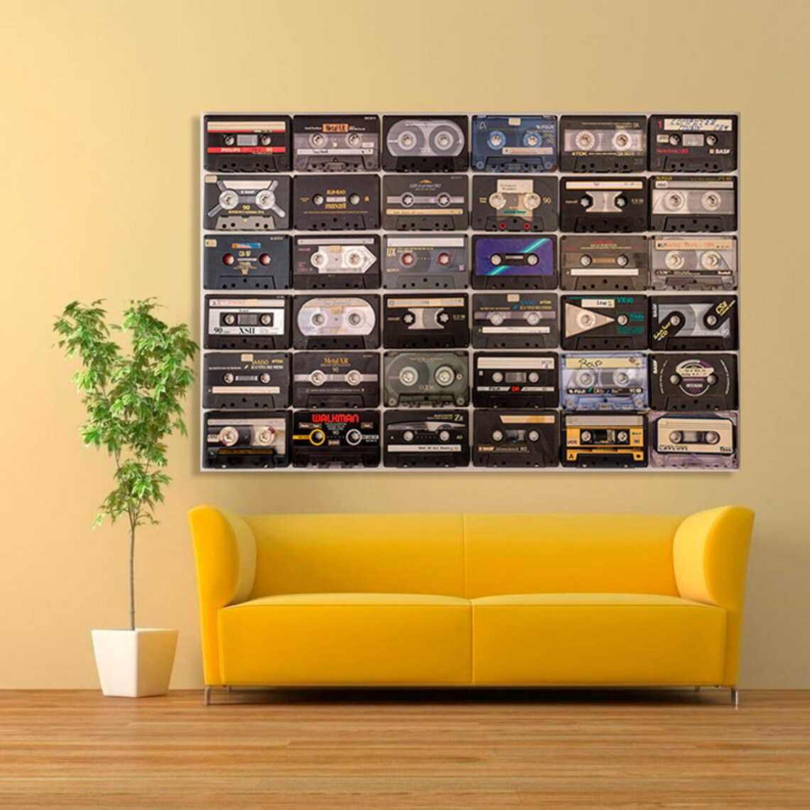 Retro Tapes Art Retro Audio Poster Cassette Tapes on Canvas | Etsy