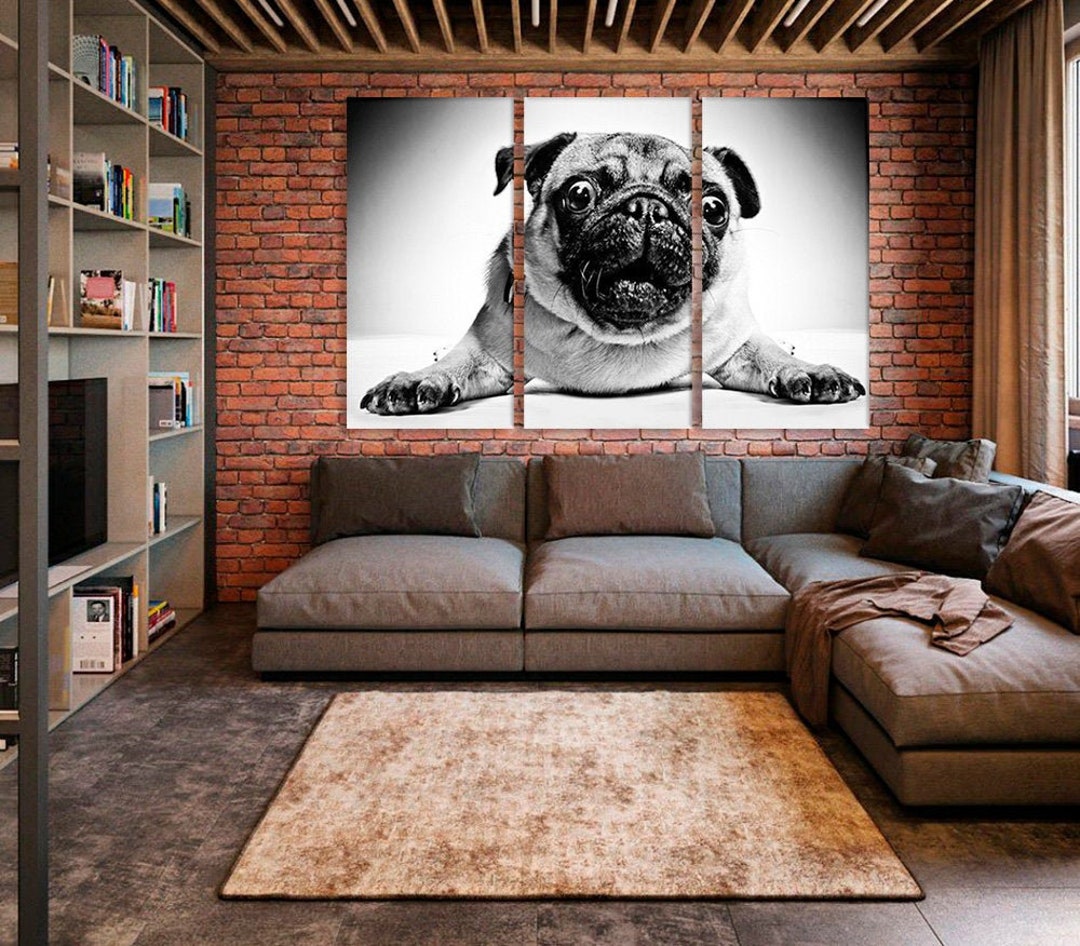 Pug Canvas Wall Art Large Wall Decor Pug Canvas Wall Art Fanny - Etsy