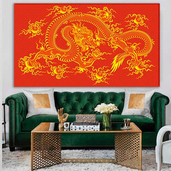 Giclée Prints Dragon modern art Dragon canvas Abstract wall art ...
