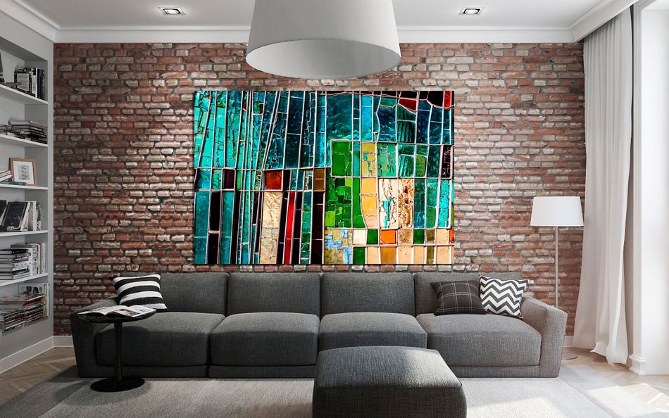 Mosaic Canvas Colorful Window on Canvas Glass Poster Print - Etsy