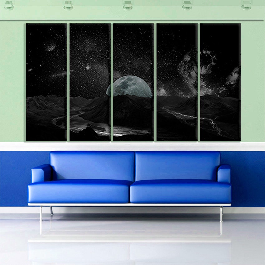 Moon Canvas Wall Decor Universe Canvas Print Universe Moon and - Etsy