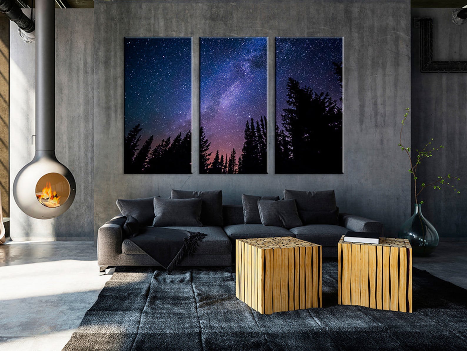 Night Starry Sky Landscape Poster Print Art Night Landscape on | Etsy