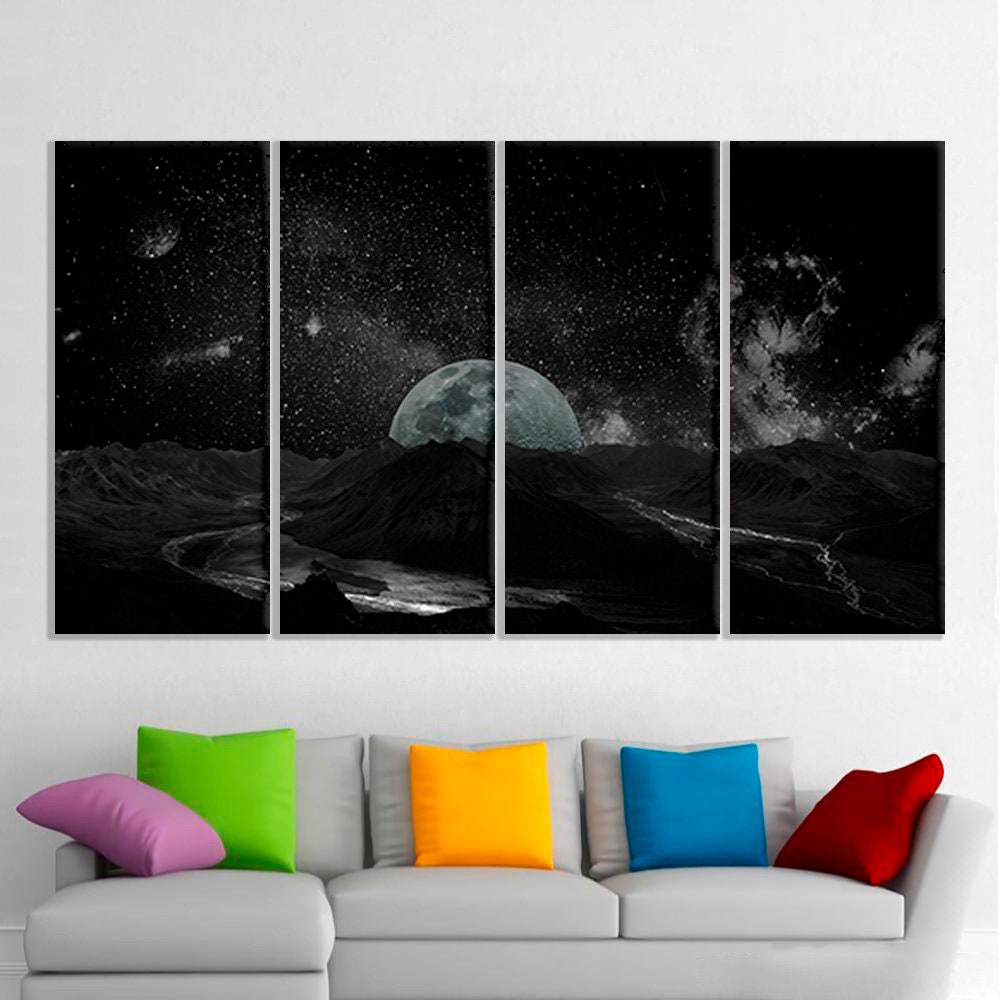 Moon Canvas Wall Decor Universe Canvas Print Universe Moon and - Etsy