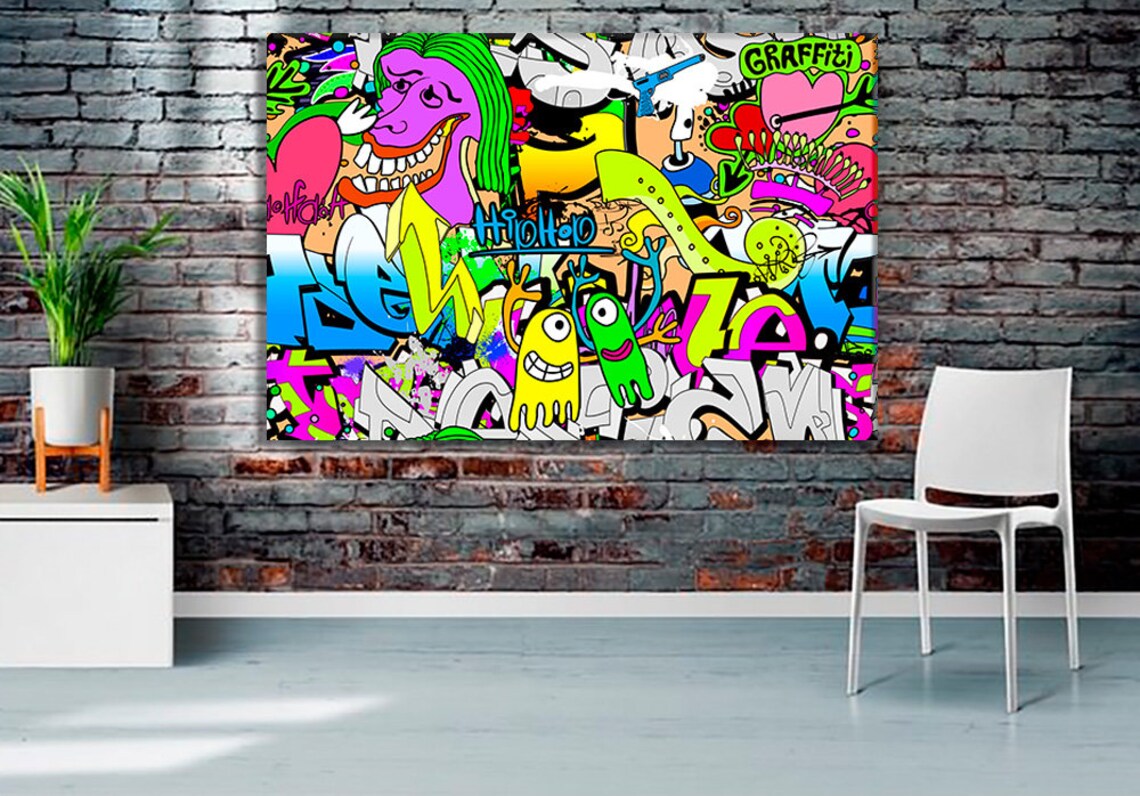 Graffiti Canvas Set Urban Wall Art Colorful Print Graffiti - Etsy