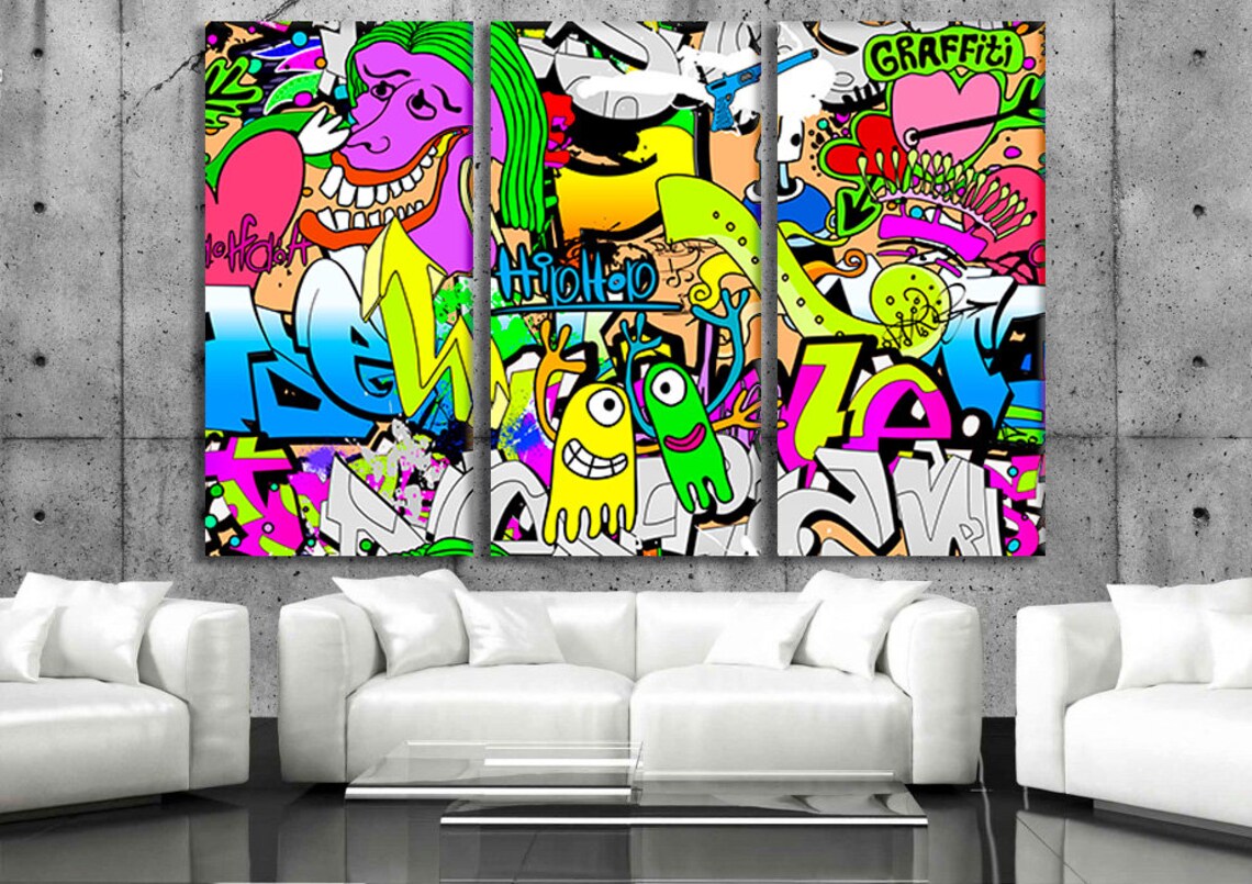Graffiti Canvas Set Urban Wall Art Colorful Print Graffiti - Etsy