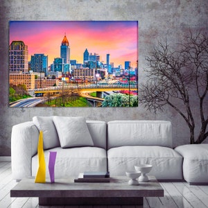 Atlanta Georgia Skyline, Canvas Set of Atlanta City, Atlanta Cityscape ...