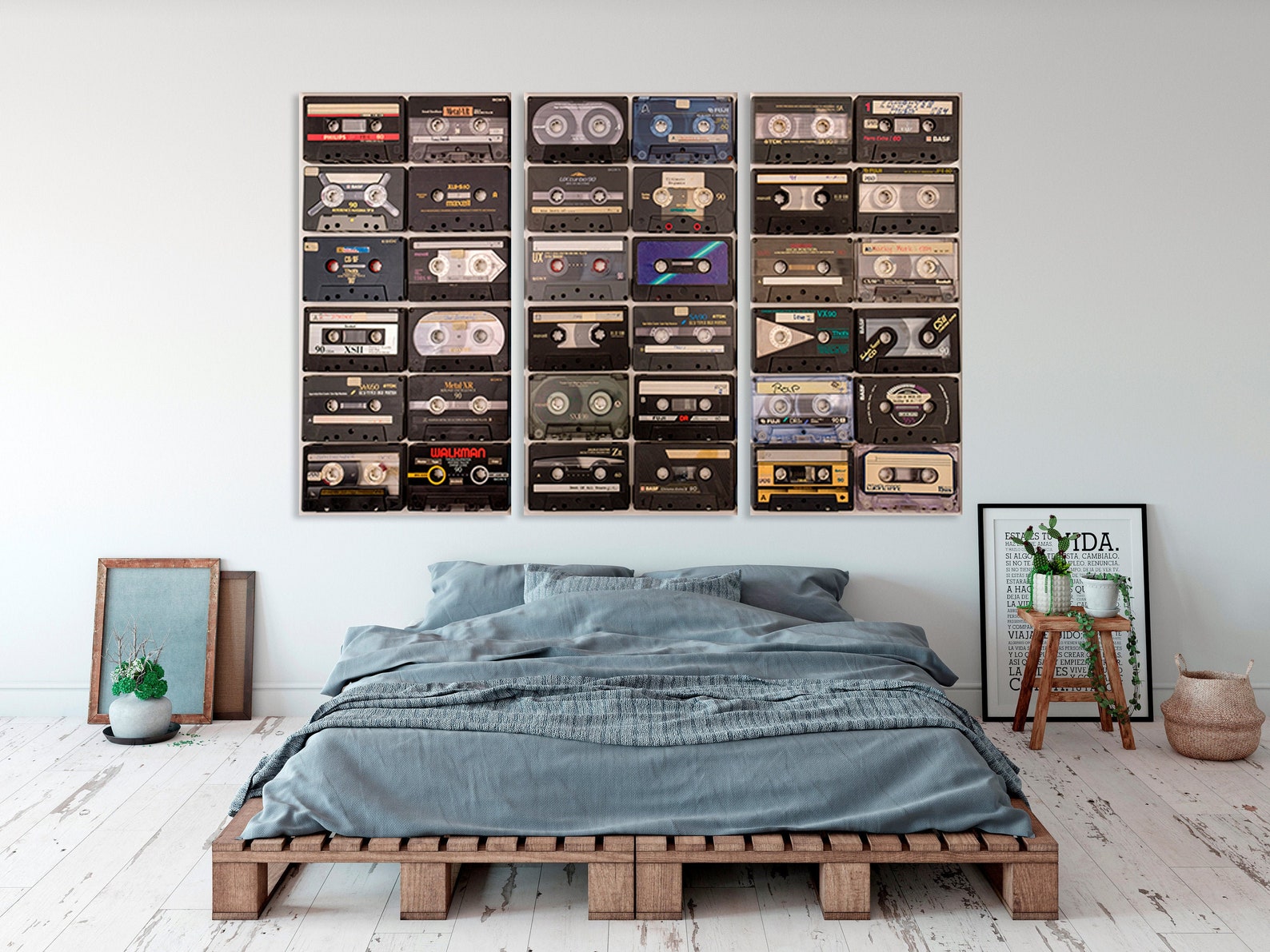 Retro Tapes Art Retro Audio Poster Cassette Tapes on Canvas | Etsy