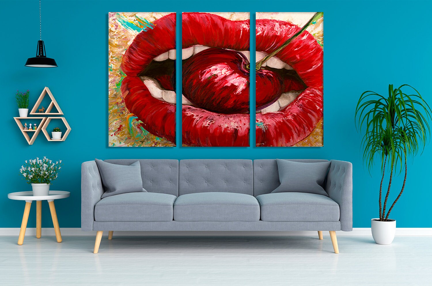 Red Lips Canvas Poster Print Red Lips Wall Art Red Cherry - Etsy