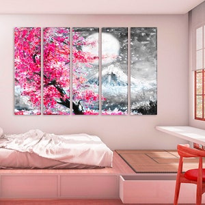 Sakura Canvas Oil Painting Canvas Japan Poster Wall Art - Etsy