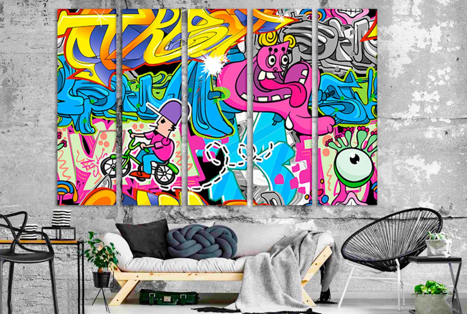 Graffiti Canvas Urban Art Urban Wall Art Colorful Print - Etsy