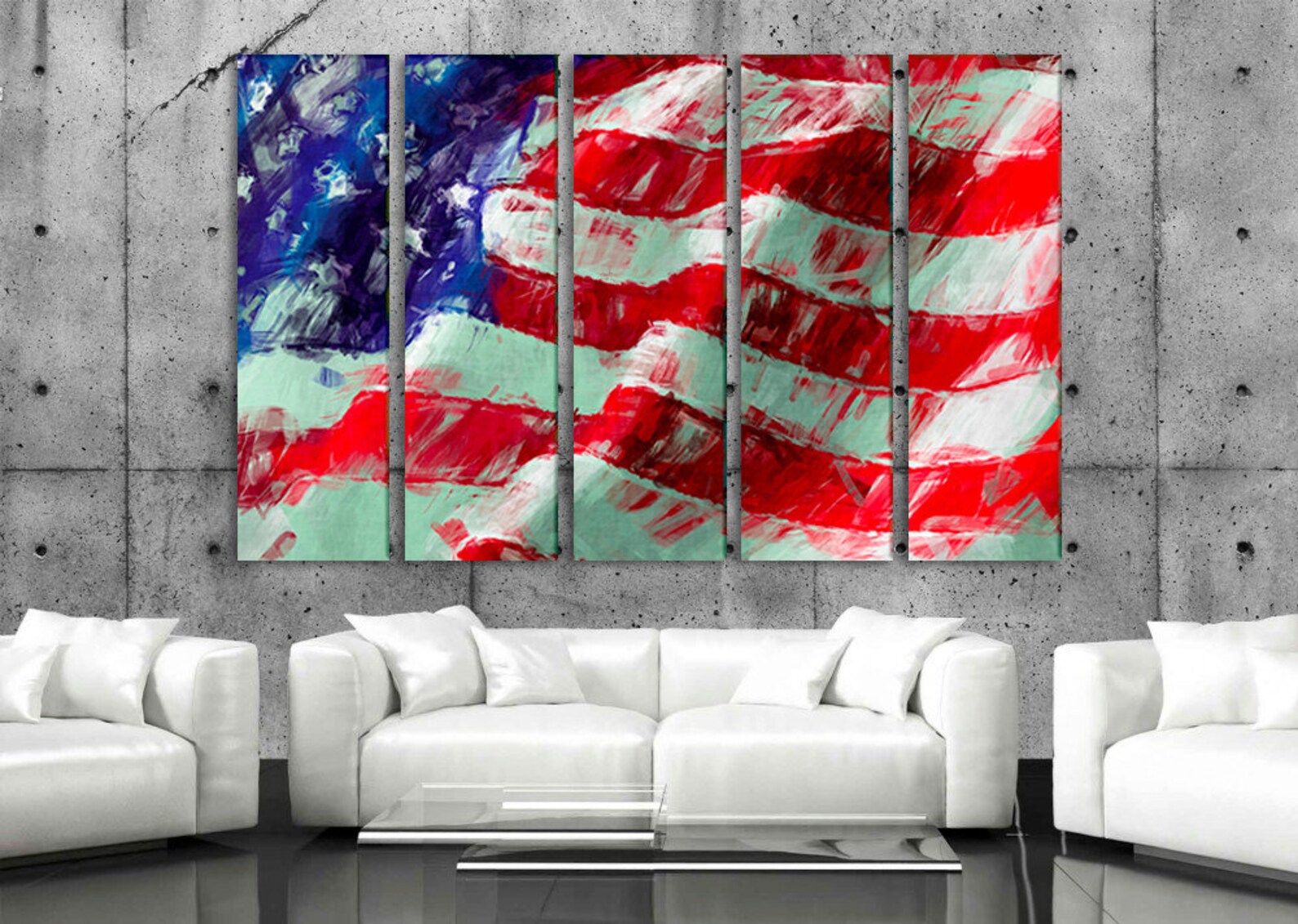 USA flag canvas Oil painting canvas Flag poster Wall art | Etsy