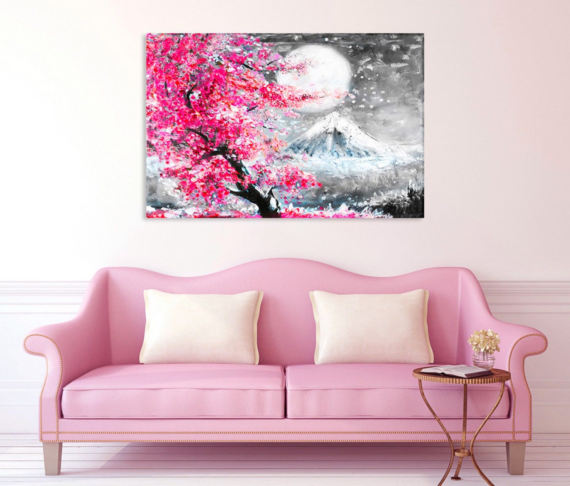 Sakura canvas Oil painting canvas Japan poster Wall art | Etsy