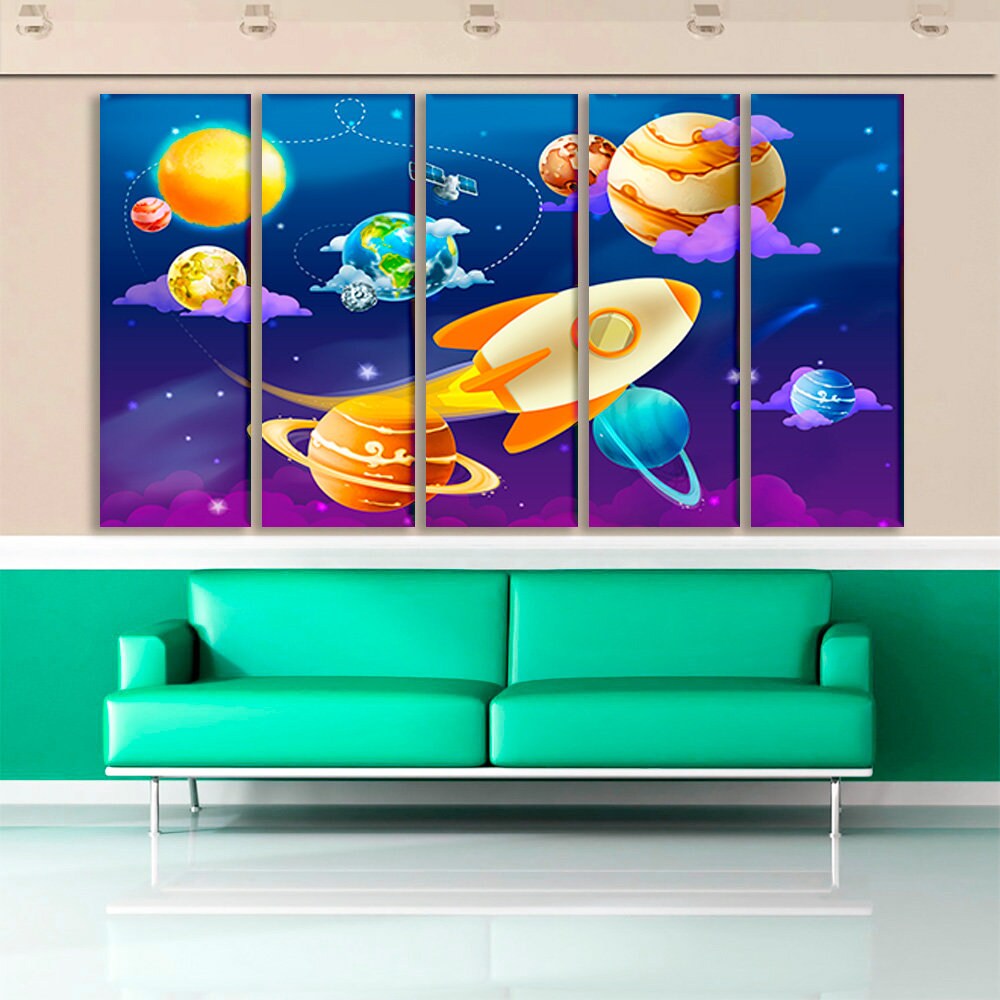 Cartoon Solar System Solar System Canvas Solar System Decor - Etsy