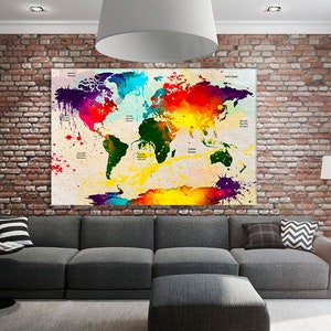 World Map Art, Large Canvas Set, World Map Poster, World Map Canvas ...