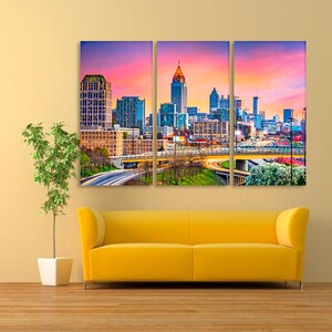 Atlanta Georgia Skyline, Canvas Set of Atlanta City, Atlanta Cityscape ...