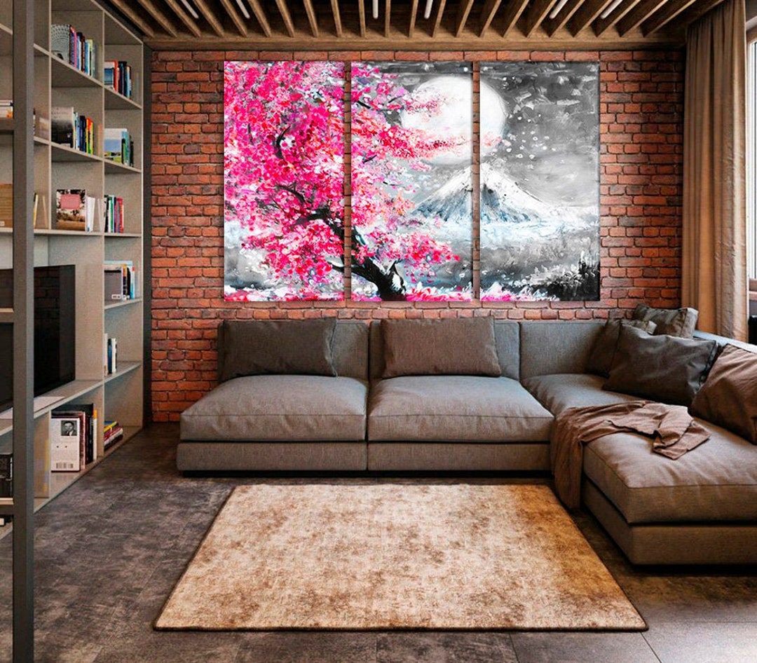 Sakura Canvas Oil Painting Canvas Japan Poster Wall Art - Etsy