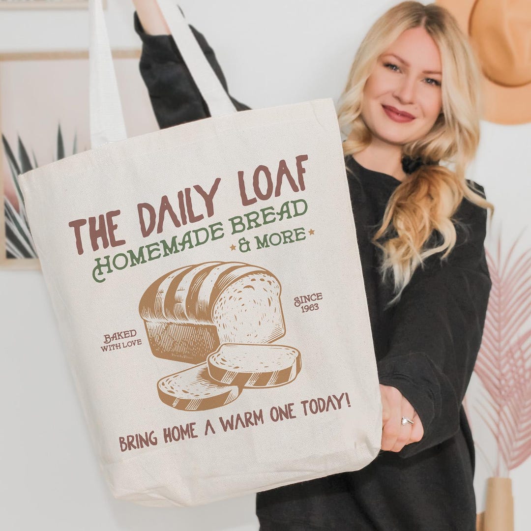 Homemade Bread Vintage Farm Sign Canvas Tote Bag, Retro Reusable Canvas ...