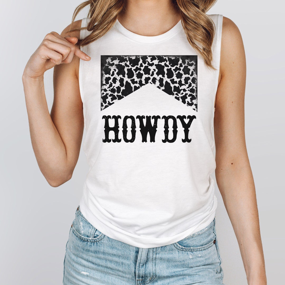 Cow Print Howdy Women's Muscle Tank Cute Country Festival - Etsy