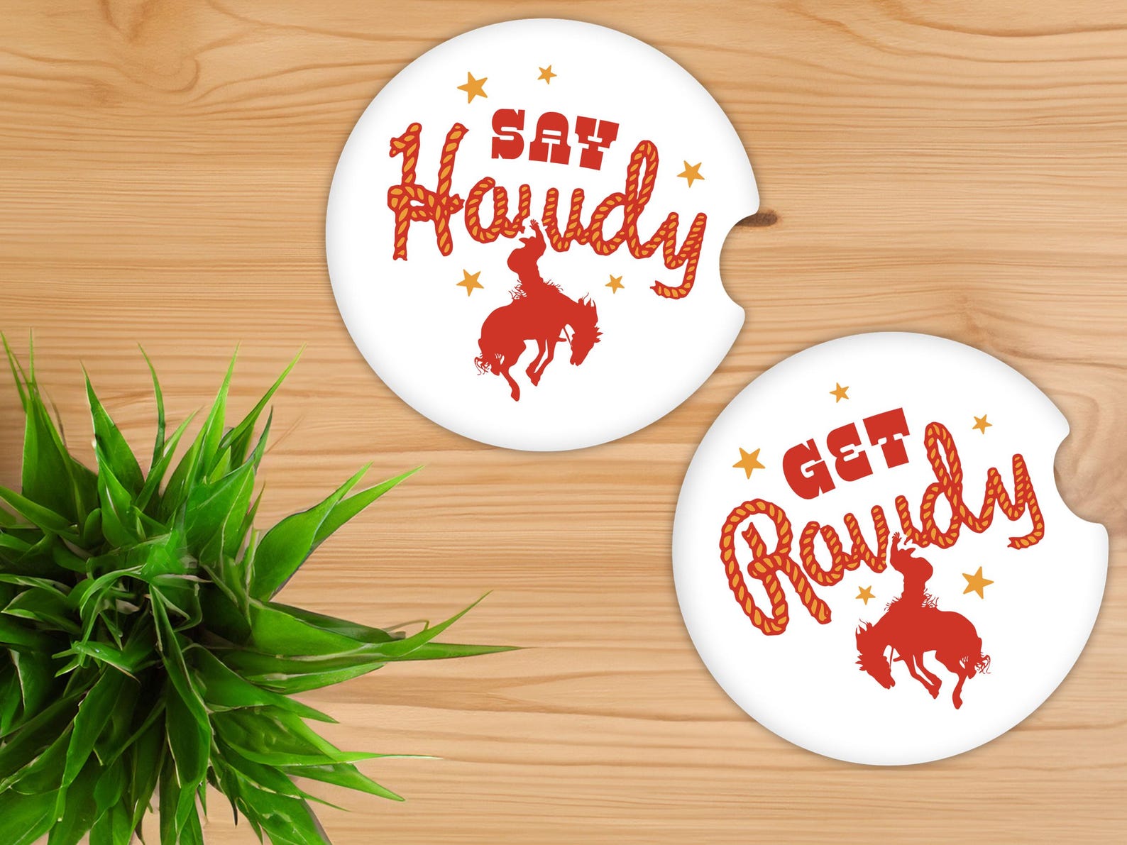 Saw Howdy Get Rowdy Car Coasters, Cute Car Decor Ceramic Coaster ...