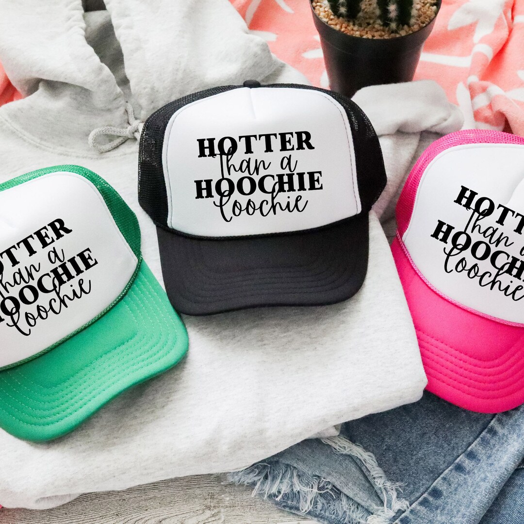 Hotter Than A Hoochie Trucker Cap, Cute Trucker Hat, Cowgirl Truck Hat ...
