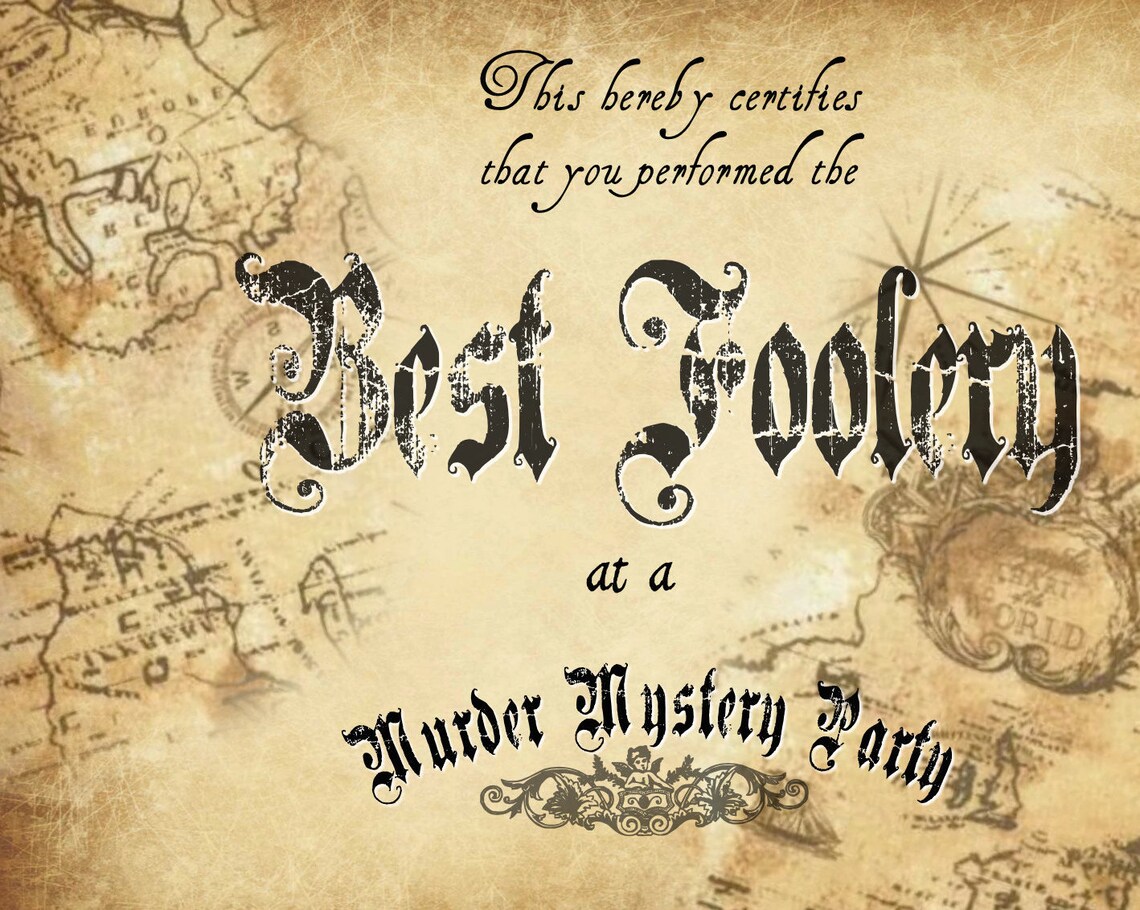 Pirate Themed Murder Mystery Party Award Certificates Printable - Pack ...