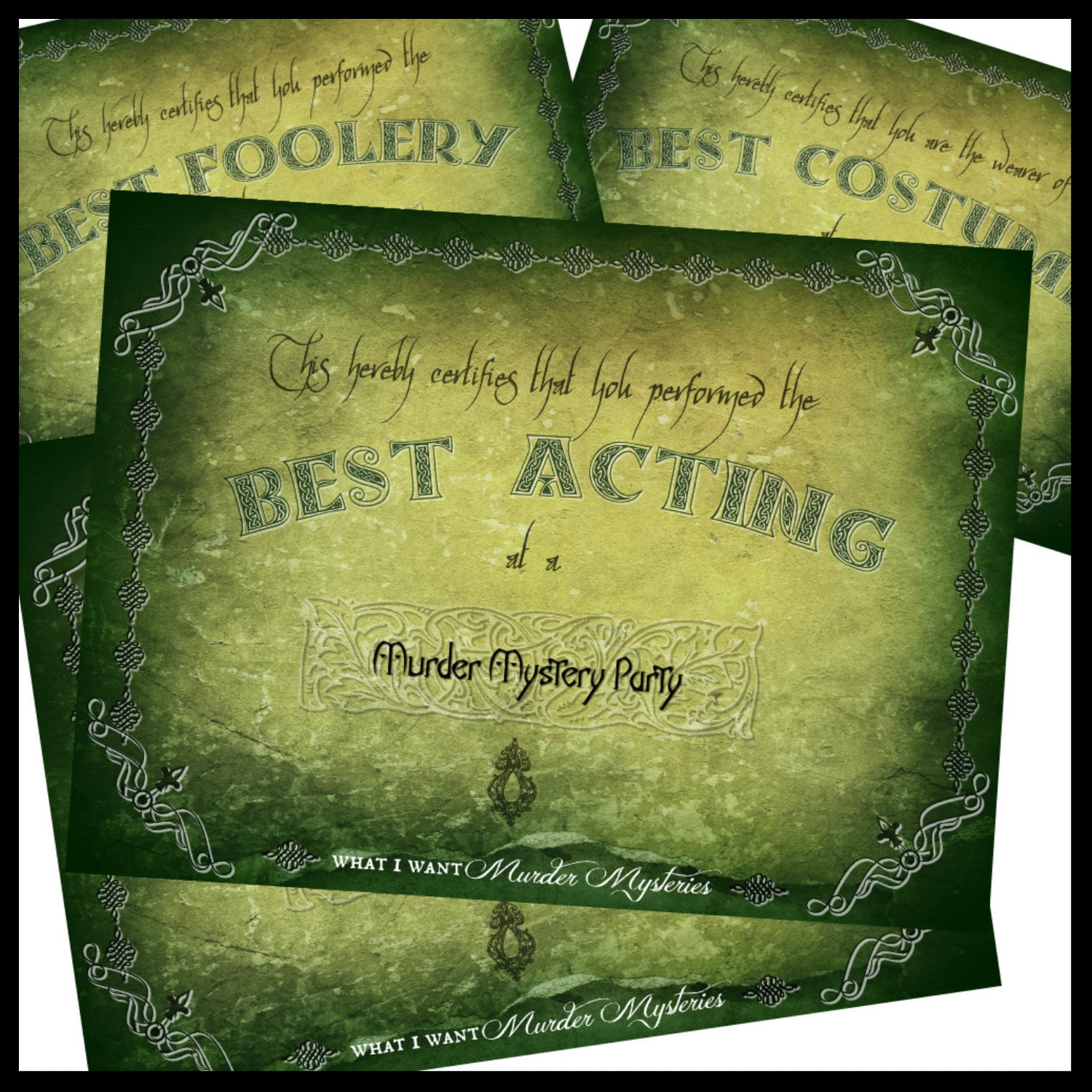 Murder Mystery Party Award Certificates I Elvish Murder Mystery Party ...